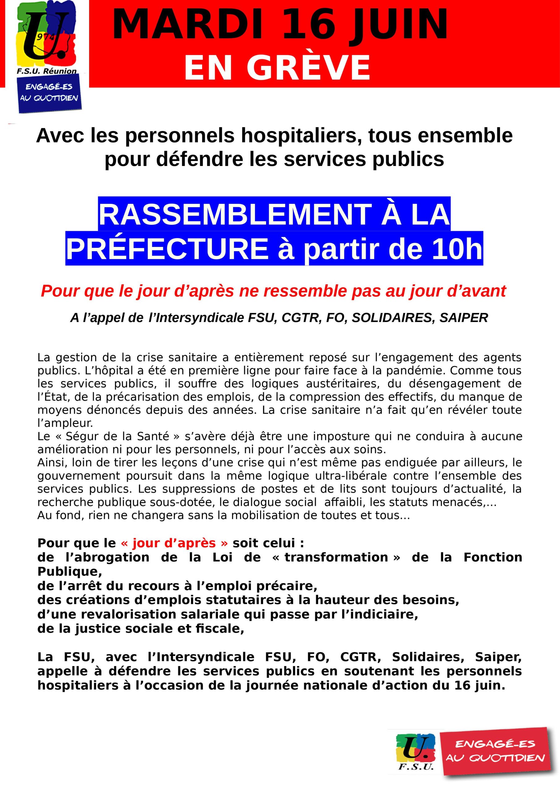 JOURNEE NATIONALE D’ACTION DU 16 JUIN – SNEP-FSU Réunion